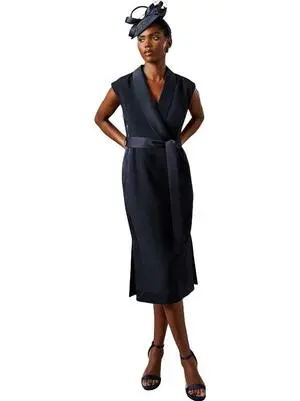 Coast Tux Satin Midi Dress - Navy