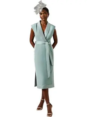 Coast Tux Satin Midi Dress - Sage