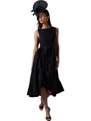 Coast Crepe Low Back Ruffle Dress Black