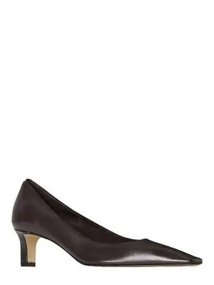 THE ROW Carla Kitten Heel Pump - Lacquer Brown