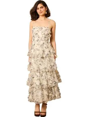 OASIS Floral Textured Strappy Midaxi Dress - Mono