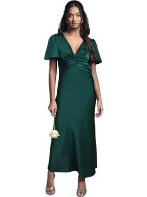 OASIS Satin Midi Bridesmaid Dress - Emerald
