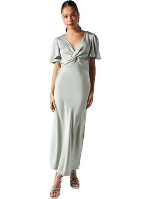 OASIS Satin Midi Bridesmaid Dress - Sage