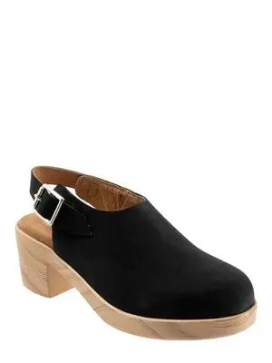 SOFTWALK® Platform Clogs - Black Nubuck