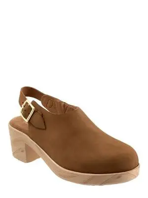 Softwalk Platform Clogs - Tan Nubuck