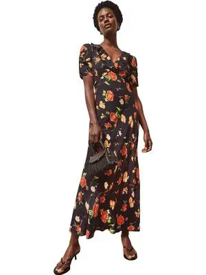 RO&ZO Floral Print Tie Back Dress - Red