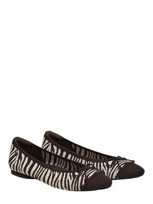 Vivaia Almond-toe Bow Flat - Chocolate Zebra