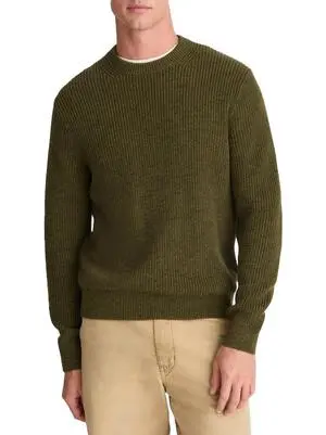 Madewell Marled Cotton Shaker Stitch Crewneck Sweater - Foliage Green Marl