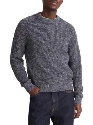 Madewell Marled Cotton Shaker Stitch Crewneck Sweater - Ink Marl