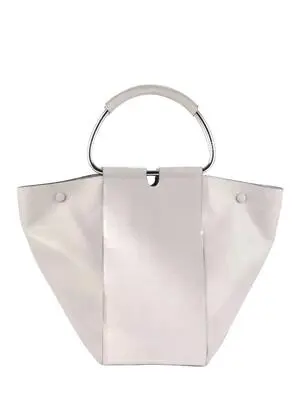 STÉE Leather Tote Bag With Circular Handle - White