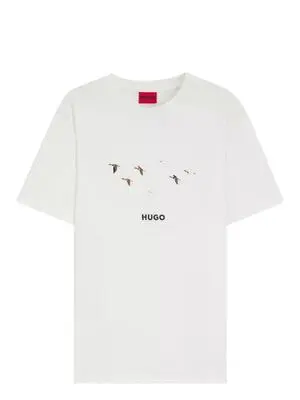 Hugo Bird-embroidered Cotton T-shirt - White