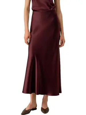 Lilysilk Double-faced Silk Charmeuse Maxi Skirt - Pinot Noir
