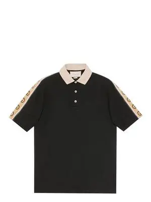 Gucci Piquet Polo With Interlocking G Stripe - Black