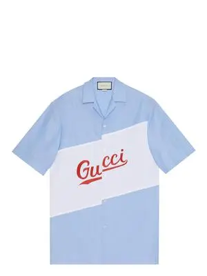 Gucci Script Oversize Bowling Shirt - Blue