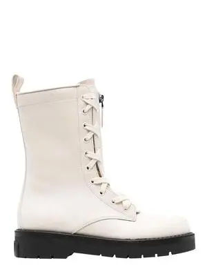 Valentino Garavani X Combat Leather Boots - Cream