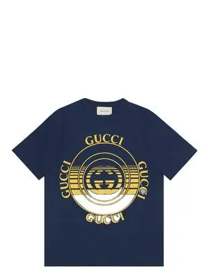 Gucci Oversized T-shirt With Disk Print - Blue