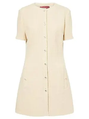 Gucci Short-sleeve Textured Wool Mini Dress - White