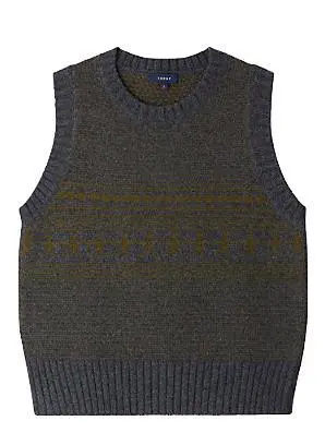 Soeur Jacquard-pattern Merino-wool Vest - Gris/olive