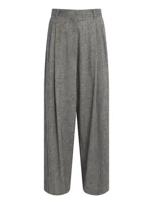 Max Mara Virgin Wool-blend Herringbone Trousers - Black