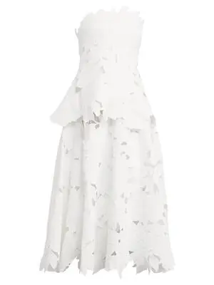 Simkhai Embroidered Floral Strapless Midi Dress - White