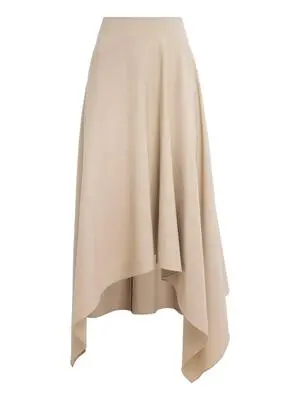 Lafayette 148 New York Wool Handkerchief Midi Skirt Beige