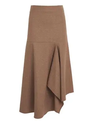 FABIANA FILIPPI Virgin Wool Asymmetric Midi Skirt