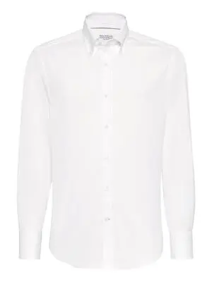 Brunello Cucinelli Cotton Twill Button-down Slim-fit Shirt - White