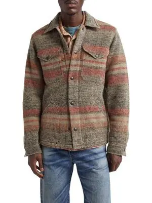 Double Rl Striped Wool Blend Knit Jacket - Red/multi