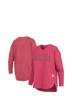 PRESSBOX Georgia Bulldogs Westin Poncho V-neck Pullover Sweatshirt - Red