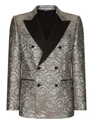 Dolce & Gabbana Sicilia Double-breasted Lamé Jacquard Tuxedo Jacket - Plateado