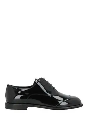 Giorgio Armani Lace-up Patent Leather Oxfords - Black