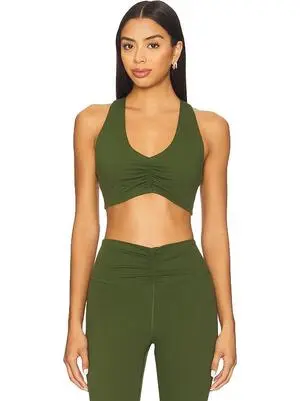 Spiritual Gangster Calypso Longline Sports Bra In Green - Mojave Green