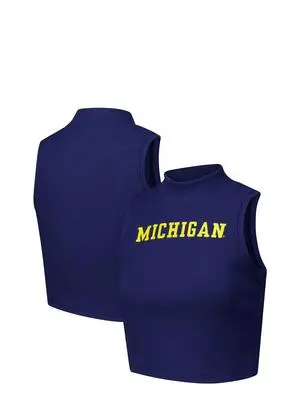 ZOOZATZ Michigan Wolverines Cropped Tank Top - Navy