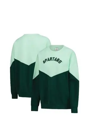 ZOOZATZ Michigan State Spartans Oversized Pullover Sweatshirt - Mint