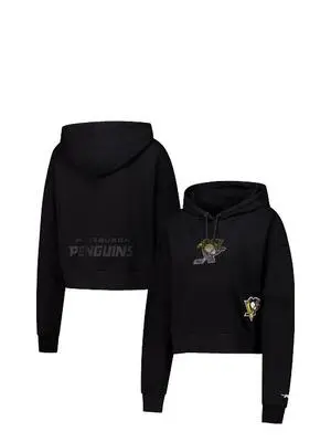 PRO STANDARD Pittsburgh Penguins Jewels Cropped Pullover Hoodie - Black
