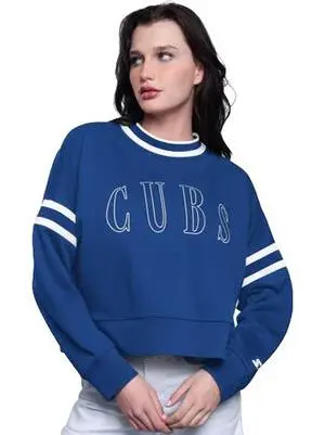 STARTER Chicago Cubs Power Play Cropped Pullover Sweatshirt Royal