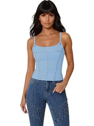 Bebe Studded Corset - Clear Sky