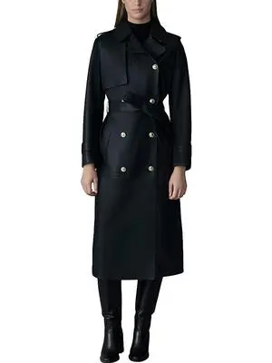 Mackage Maxi Leather Trench Coat - Black-gold