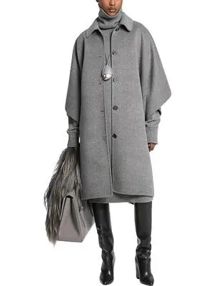 Michael Kors Womelton Wool Poncho Coat - Banker Melange
