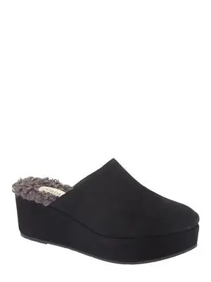 Cordani Camryn Platform Wedge Mule - Black Suede