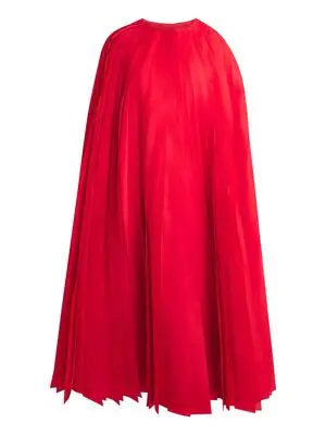 YASMIN MANSOUR Silk Gazar Pleated Cape - Red