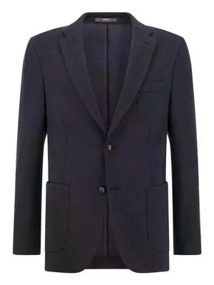 Boggi Milano Herringbone Cotton-blend Blazer - Navy Blue
