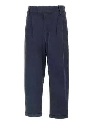 SUN 68 Pleated Trousers With Cuffed Hem - Blue