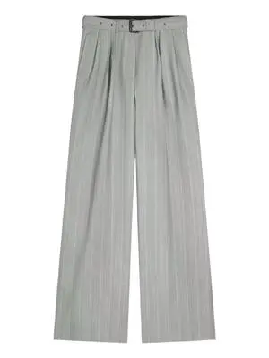 Dries Van Noten Pinstripe Belted Trousers - Grey