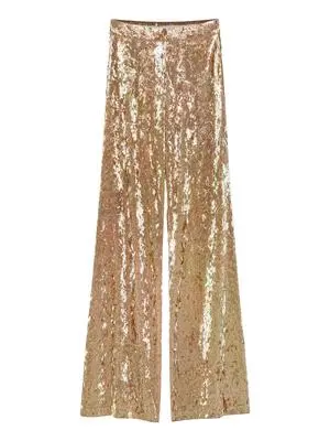 FORTE_FORTE Crushed-velvet Flared Trousers - Gold