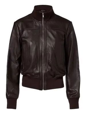 THE FRANKIE SHOP Tobias Leather Bomber Jacket - Brown