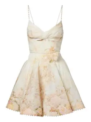 Zimmermann Memento Floral Linen And Silk Minidress - Multicoloured