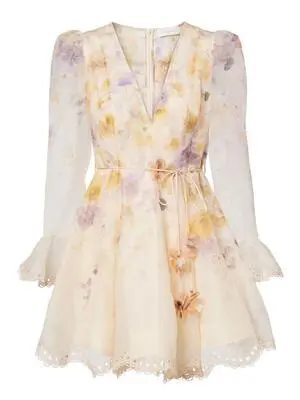 Zimmermann Memento Linen And Silk Minidress - White