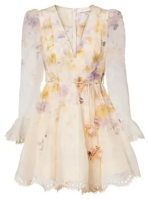 Zimmermann Memento Linen And Silk Minidress - White