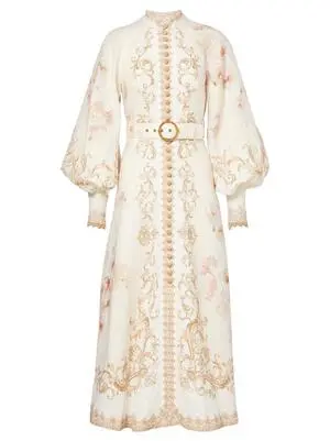 Zimmermann Hypnotic Printed Linen Shirt Dress - White